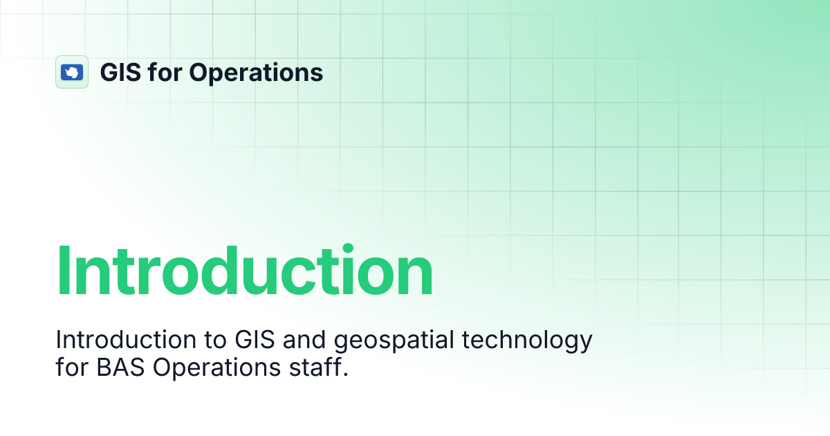 Introduction | GIS for Operations